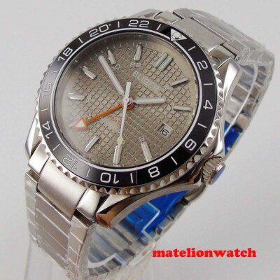 41MM GMT Function Men's Automatic Watch Gray Dial Date Ceramic Bezel ...