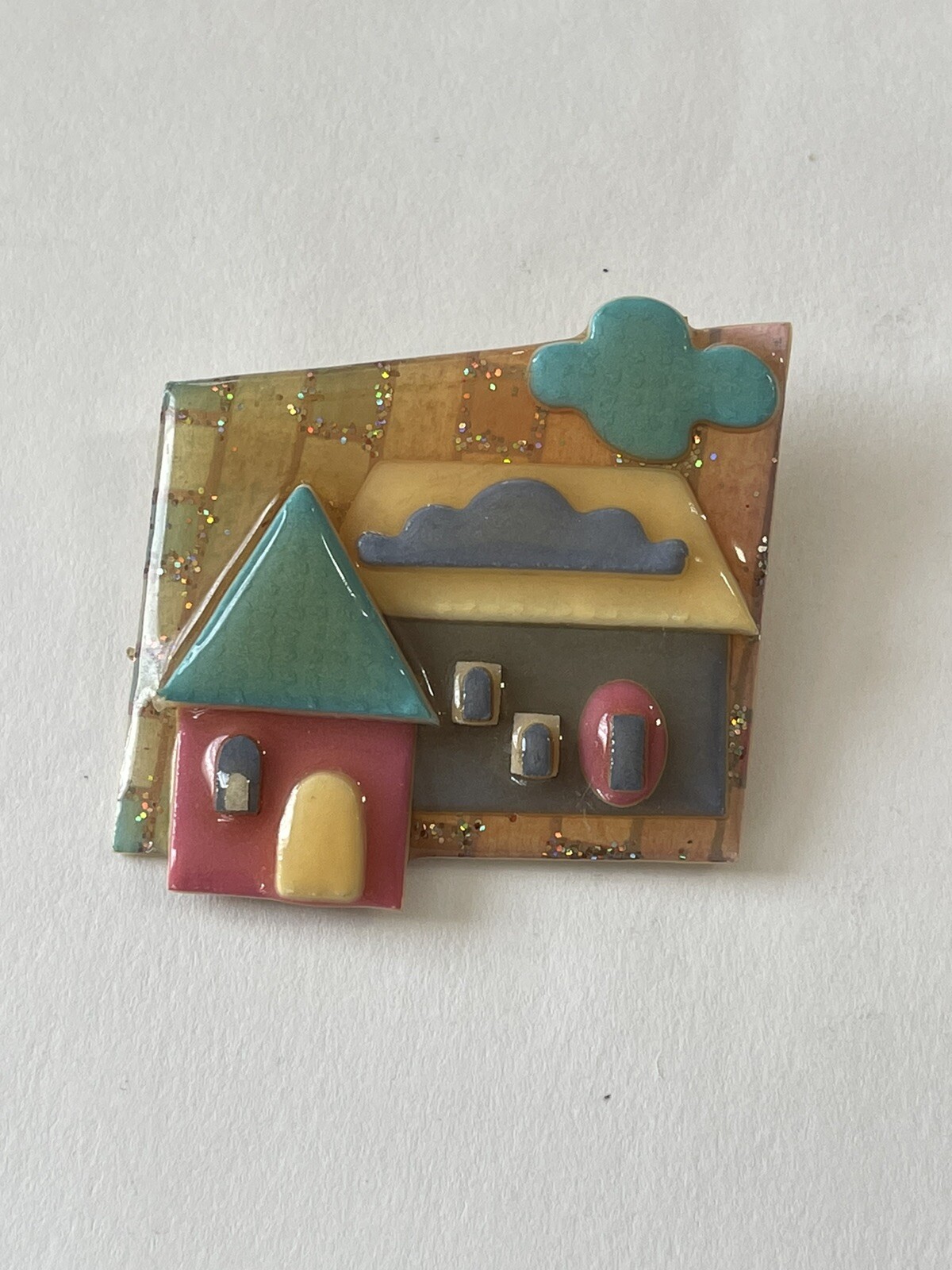 Vintage House Pins by Lucinda 3D Houses Sparkle Groun… - Gem