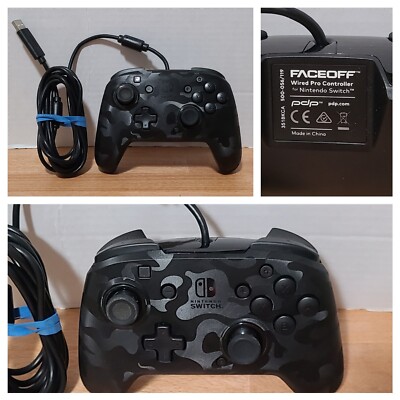 Nintendo Switch PDP Faceoff Wired Pro Controller Black Camo Camouflage ...