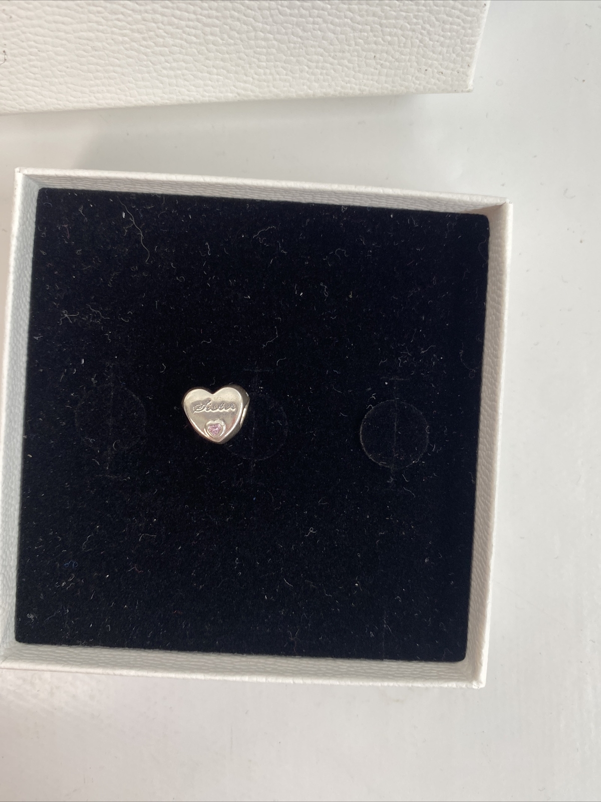 PANDORA 791946PCZ Women 925 Silver Pink Zircon Sister Love Heart Charm ...