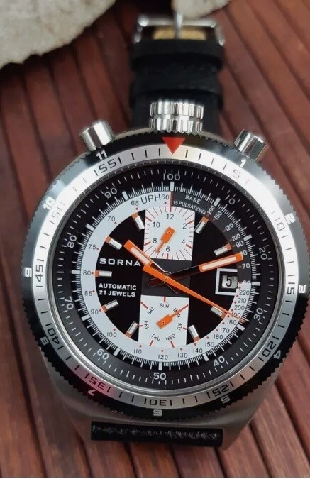 SORNA Bullhead automatic watch tachymeter scale new unworn - black | eBay