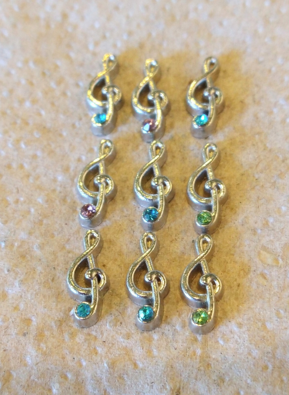 Lot of 9 Silver Crystal Musical Note Floating Charms Memory Locket ...