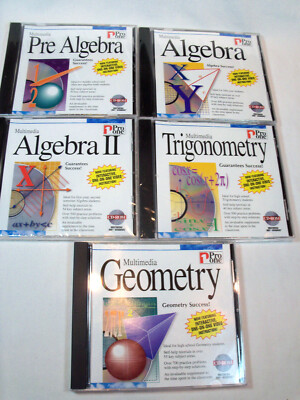 Multimedia Pre-Algebra, Algebra I, Algebra II + 2 (PC, 1996, Pro One, 5 ...
