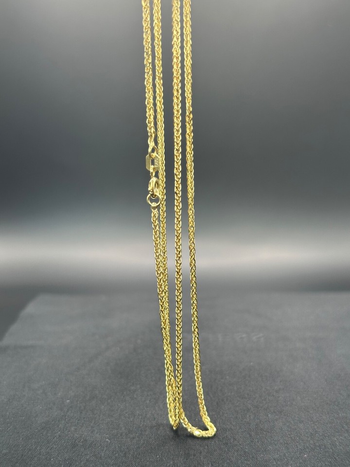 14K Yellow Gold Spiga Wheat Chain Necklace 22"2mm 1.91g 585 Stamped ...