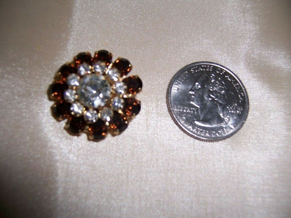 6 RHINESTONE & GOLDEN TOPAZ GOLD TONE BUTTONS 15/16″ IN SIZE | eBay