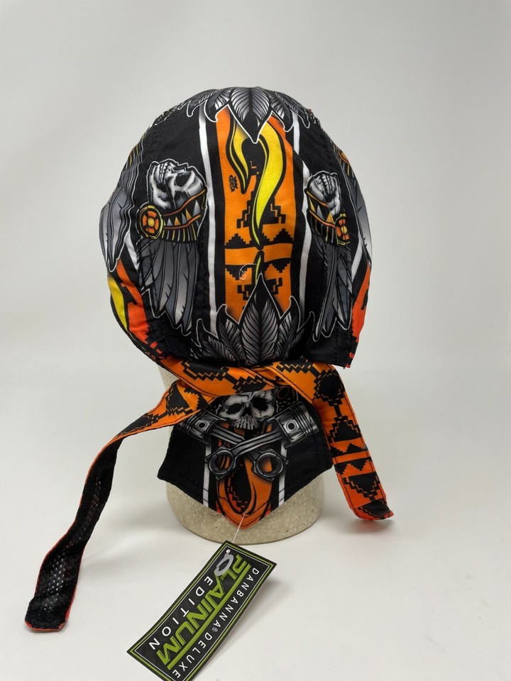 Orange Biker Native Indian Platinum Durag Headwrap Bandanna Sweatband ...