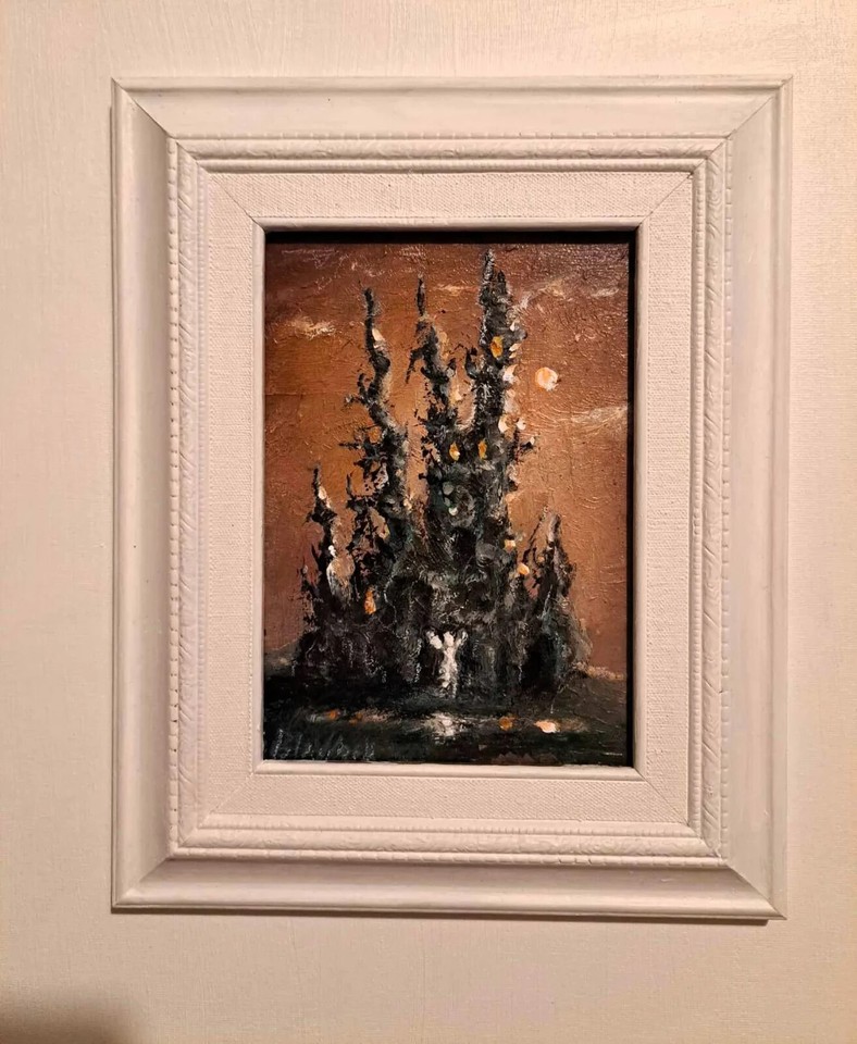 Angel in Castle Original oil painting with hand painted Frame by ...