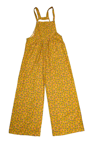 Ditsy Floral Wide Leg Bib Overalls Mustard Yellow Cottagecore Farmcore ...