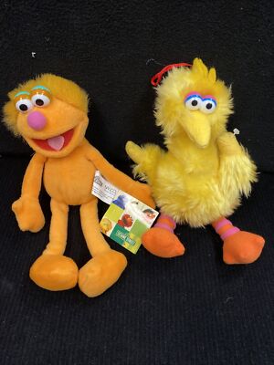 Nanco Big Bird & Zoe Plush Lot 9" Sesame Street 2003 Stuffed Animal ...