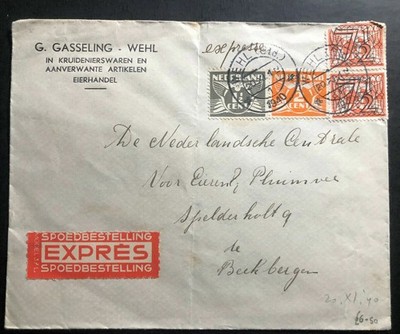 1940 Wehl Netherlands Commercial Express Mail Cover | eBay