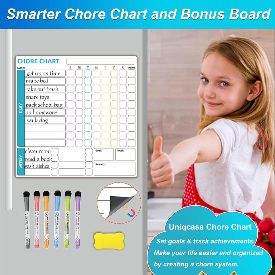 Chore Chart, 3 Pack Chores Chart for Multiple Kids,Dry Erase Behavior R ...
