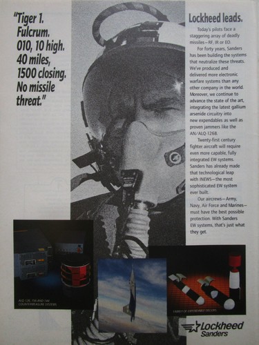 10/1991 PUB LOCKHEED SANDERS AN/ALQ-126B DECOYS YF-22 PILOT HELMET ...