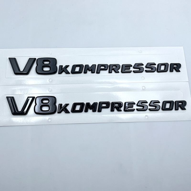 Gloss Black V8 KOMPRESSOR Emblem Side Fender Badge For Mercedes Benz ...