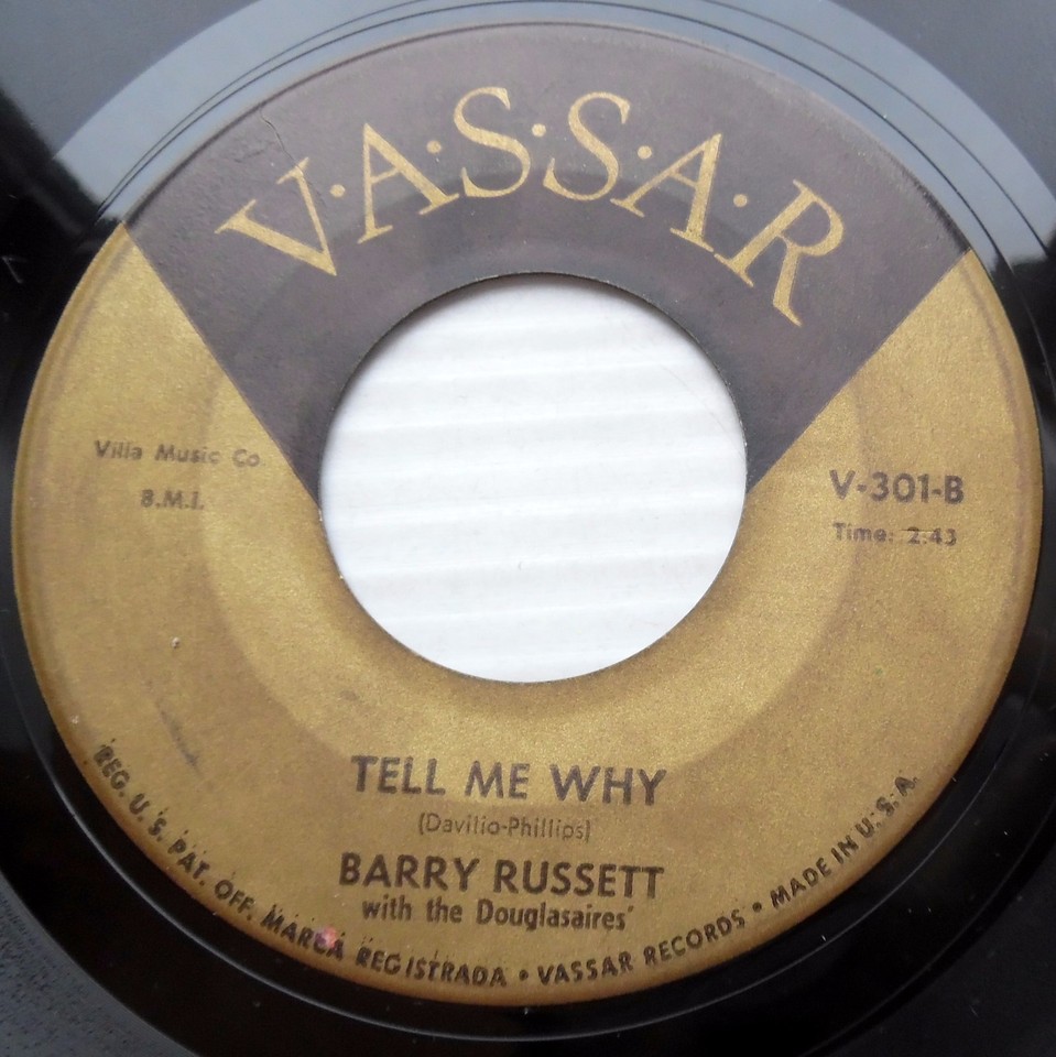 BARRY RUSSETT DOUGLASAIRES teenage VASSAR 45 TONGUE-TIED b/w TELL ME ...
