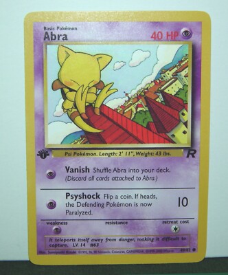 Pokemon Card "ABRA" 49/82 1st Edition Wizards 1999-2000 Unplayed View ...