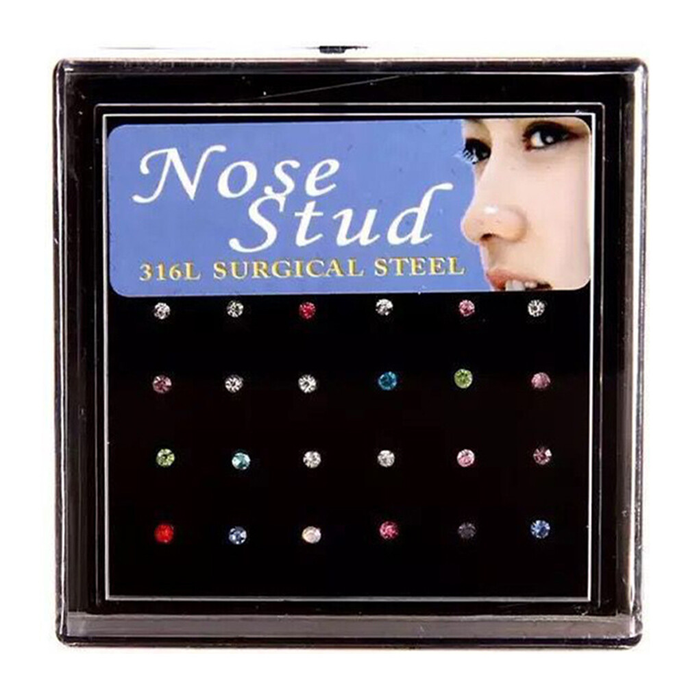 Piercing Pin Nose Stud Stainless Steel Body Jewelry Charming Rhinestone ...