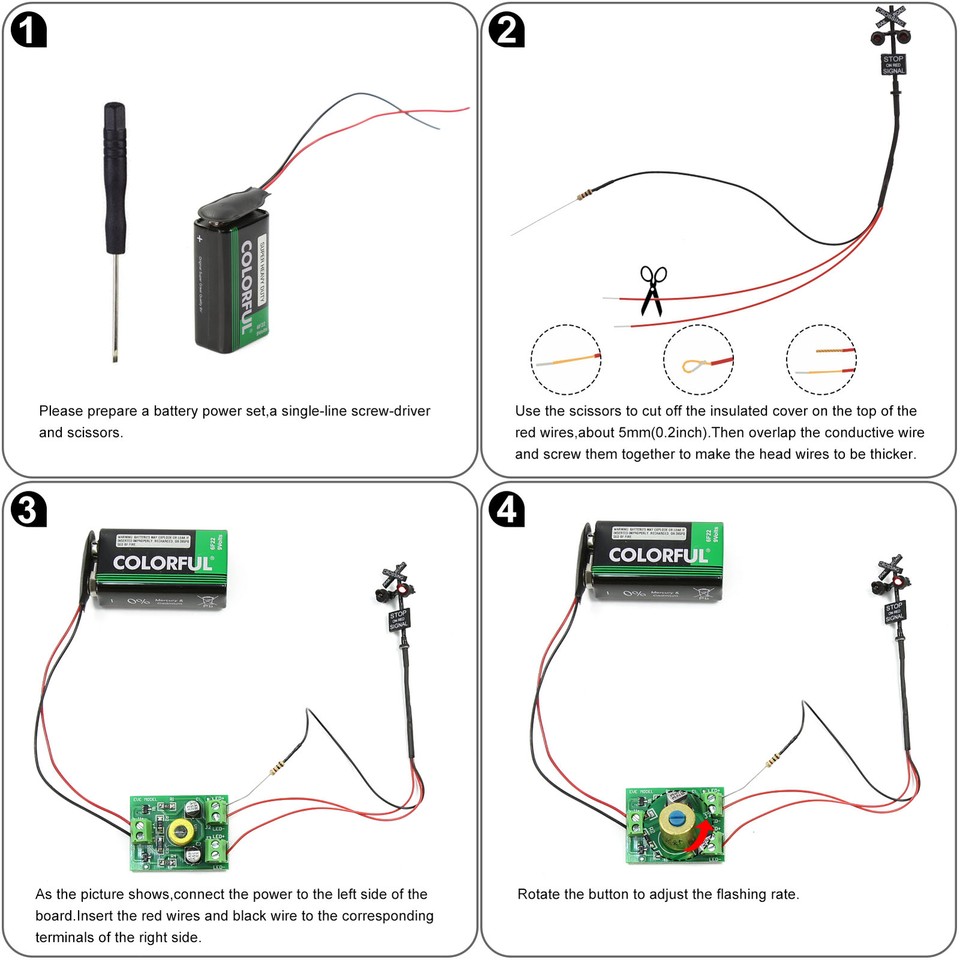 1 set N Scale Railroad Crossing Signal 2 heads LED made + Control ...