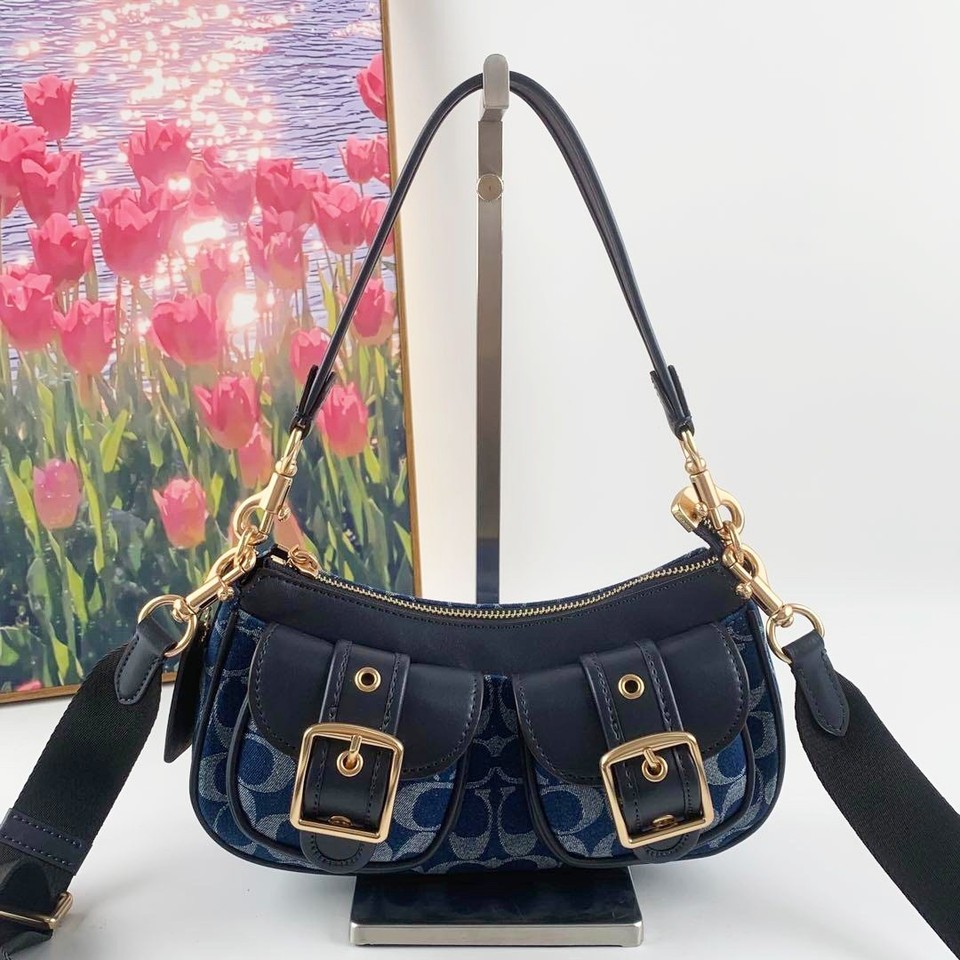 COACH Ashton Baguette In Signature Denim CQ184 Crossbody outlet F/S JP ...