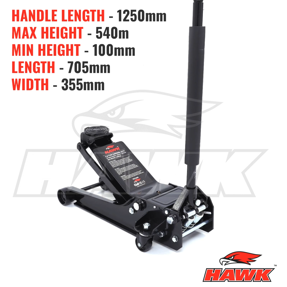 HAWK 3 TONNE HYDRAULIC TROLLEY JACK LOW PROFILE GARAGE LIFT HEAVY DUTY ...