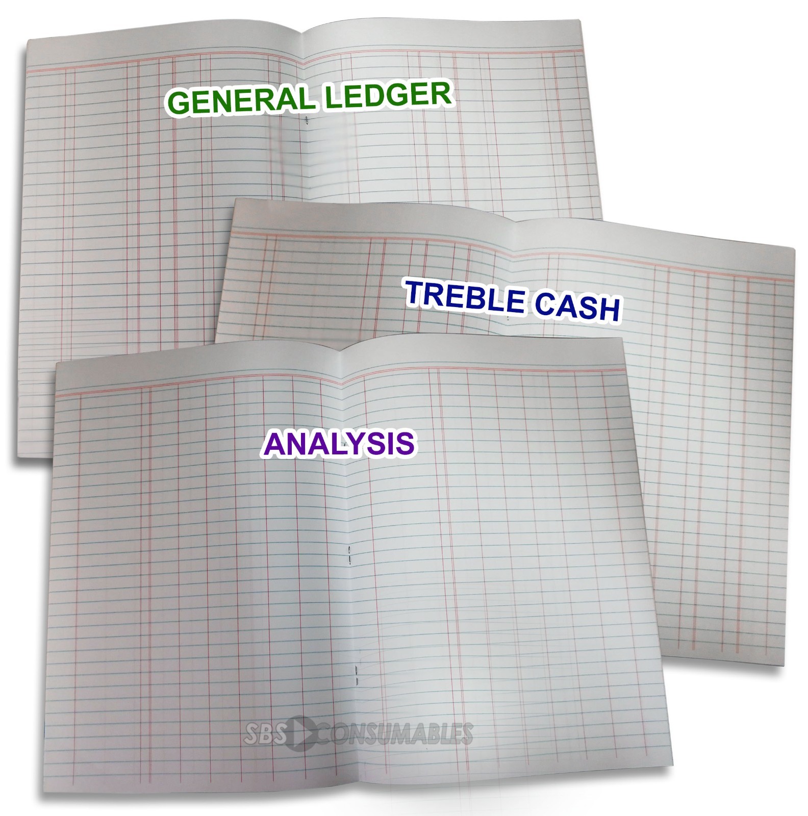 A4 40 Page Accounts Books: Treble Cash / 7 Column Analysis / General ...