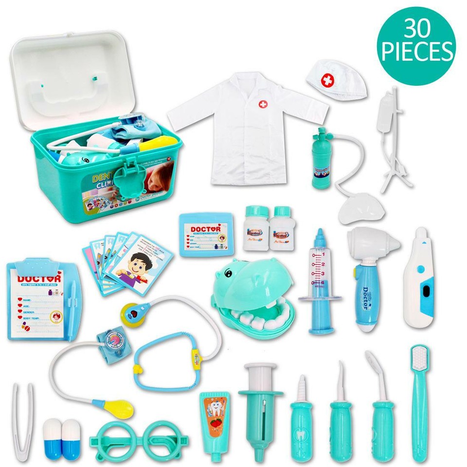 30PCS Role Play Dentist Surgeon Vet Medical Kit w/Light Sound Toys Gift ...