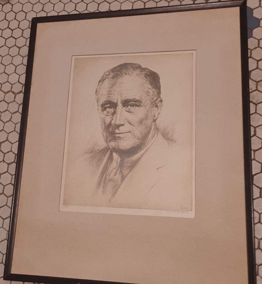 Franklin D Roosevelt Original Etching, Harry Moskovitz Listed Artist | eBay