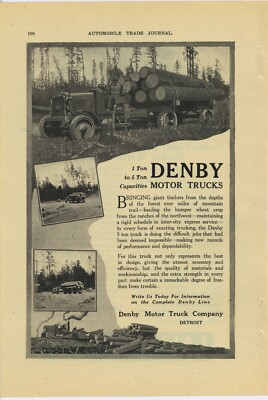 1919 Denby Motor Trucks Ad: Logging Truck Pictured - Detroit, Michigan ...