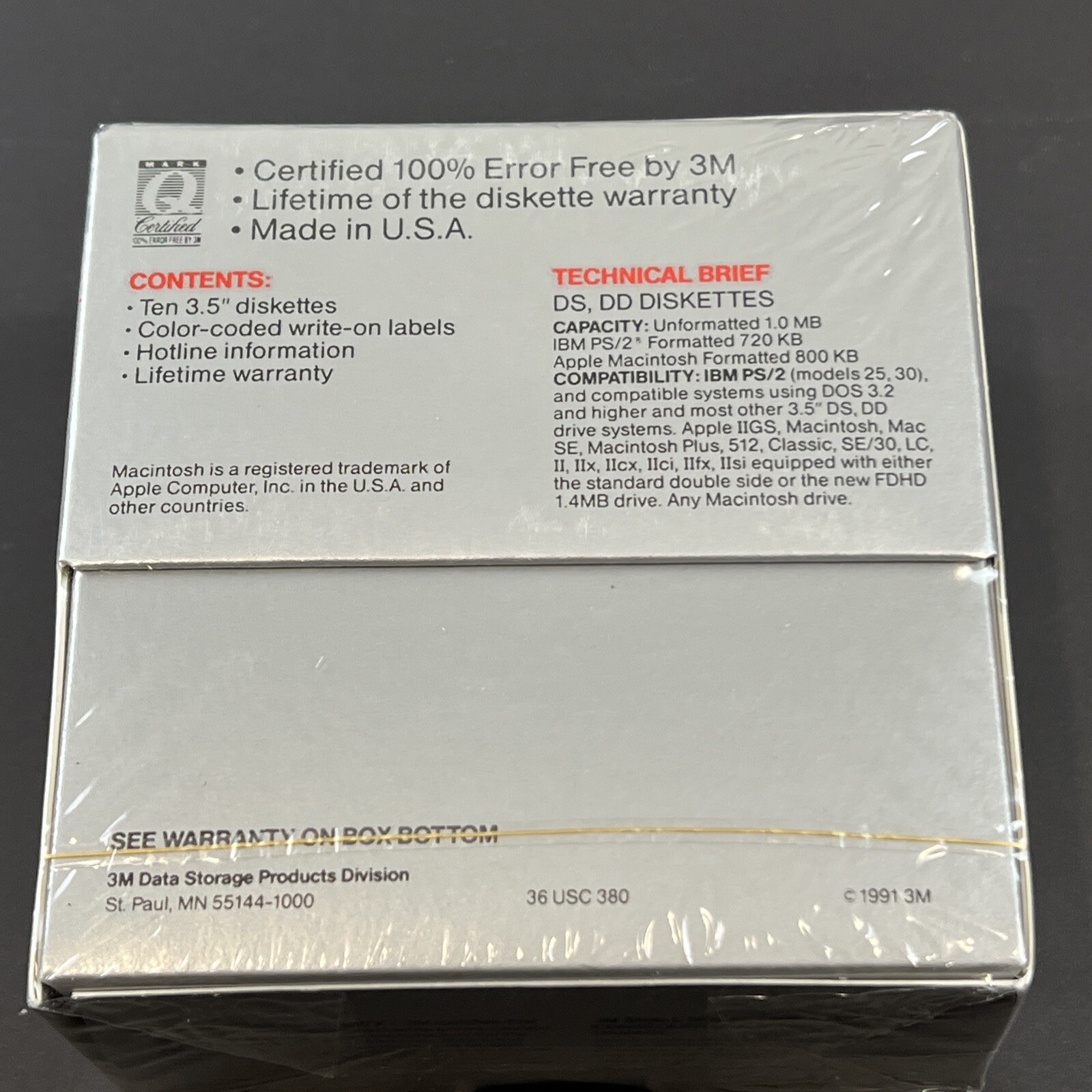 3M 3.5 Inch DS DD Double Sided High Density Floppy Diskettes 10 ...