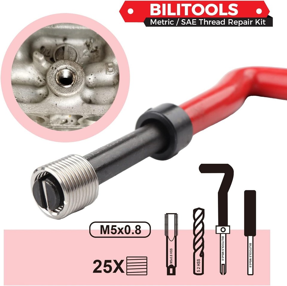 Thread Repair Kit, HSS Drill Helicoil Repair Kit Metric, M6x1.0, M12x1 ...