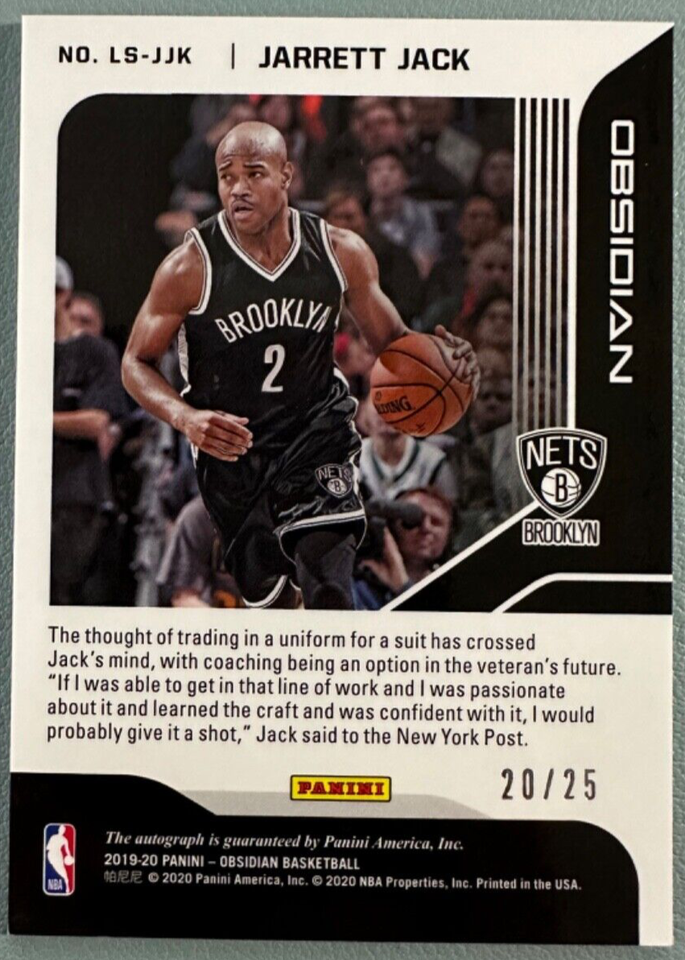 JARRETT JACK 2019-20 Panini Obsidian Lightning Strike Autograph Green ...