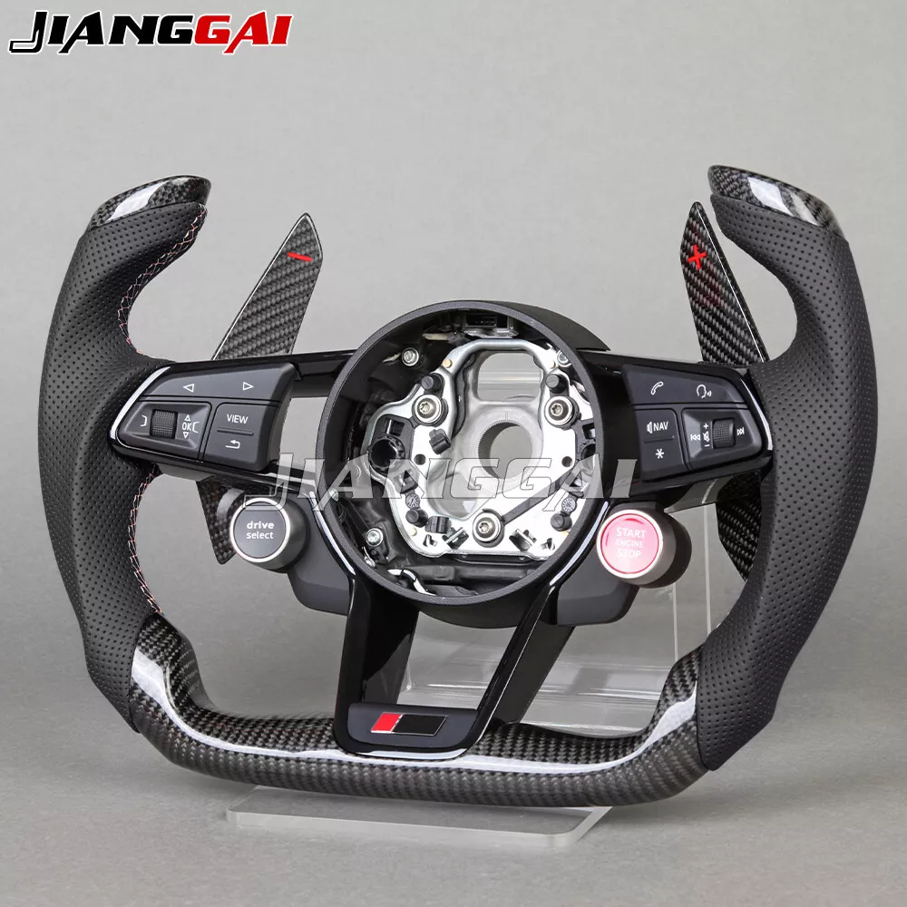 Racing Carbon Fiber Yoke Steering Wheel Fit 2010 Audi A3 A4 A5 S3 S4 S5 ...