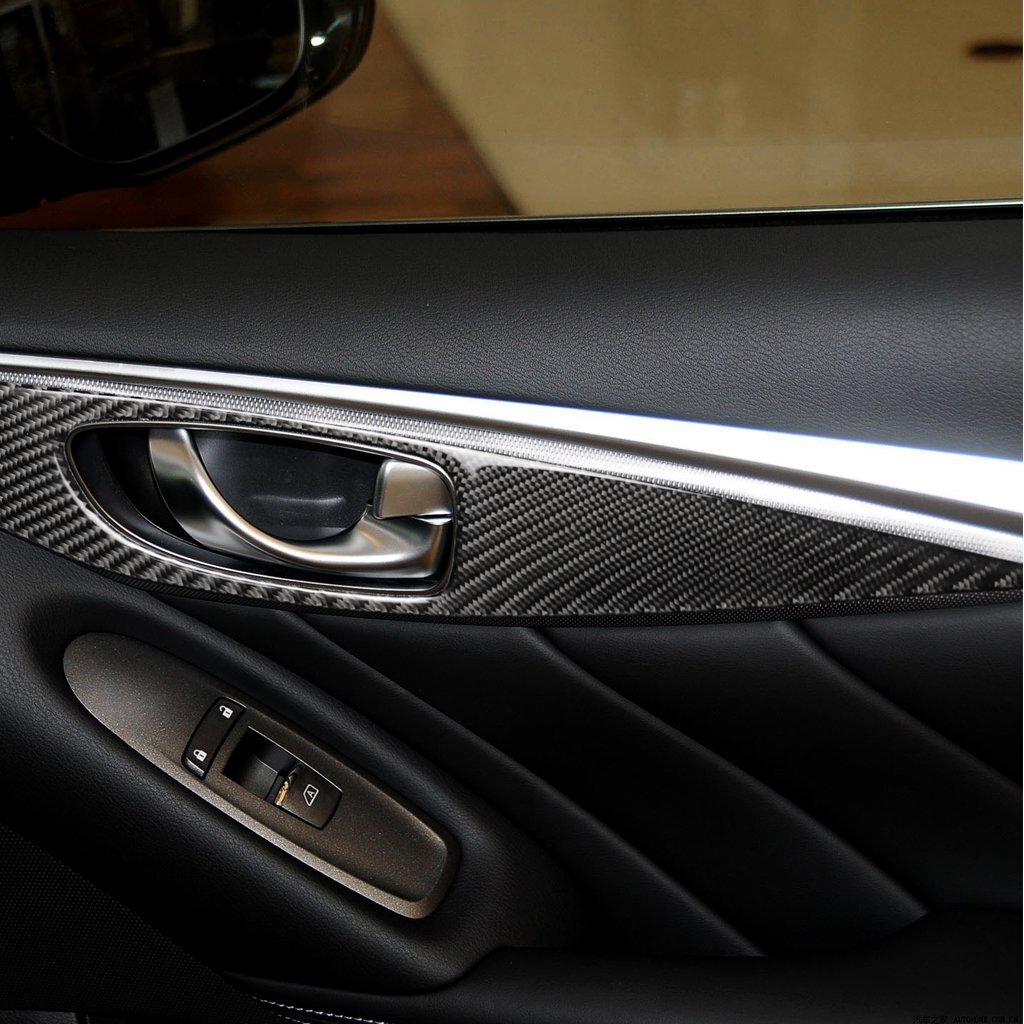4PCS Carbon Fiber Interior Door Panel Cover Trim For Infiniti Q50 2014 ...