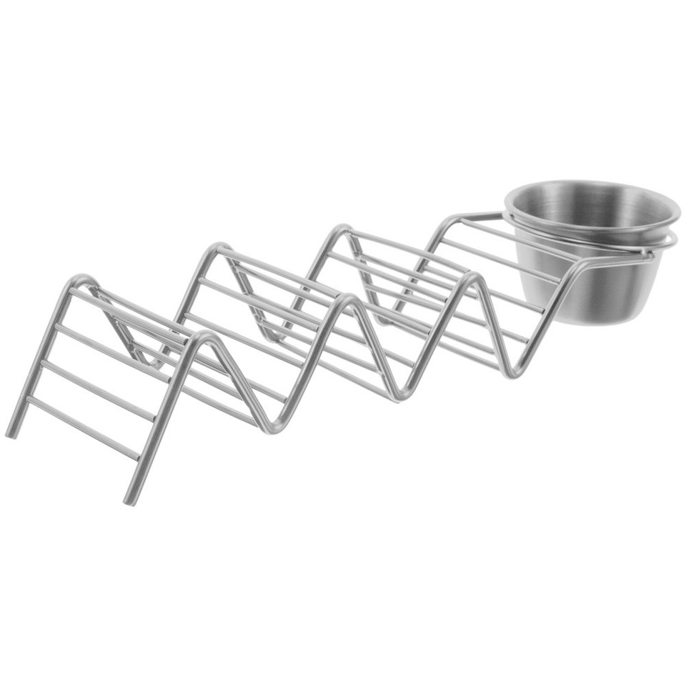 Taco Holder Stand: Stainless Steel Hard Soft Shell Rack - 3 Slot ...