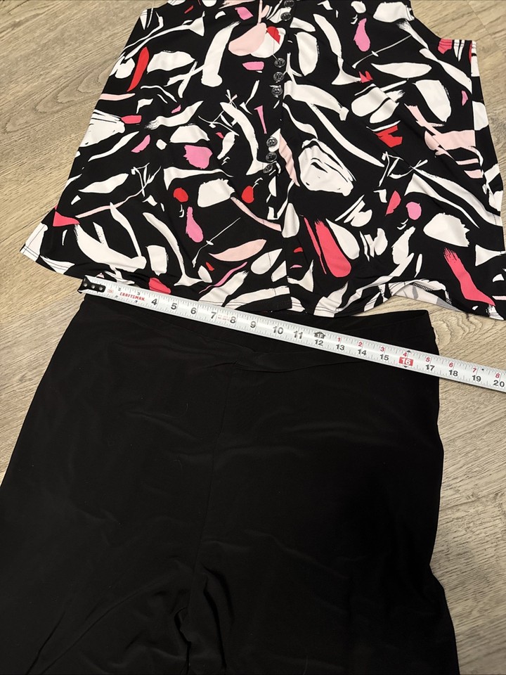 Joseph Ribkoff Size 14 Black White Pink Shirt And Pant Romper Combo ...
