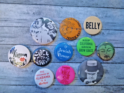 11 PSYCHEDELIC ERA 60'S PINBACK BUTTONS PEACE HIPPIE POLITICAL ...