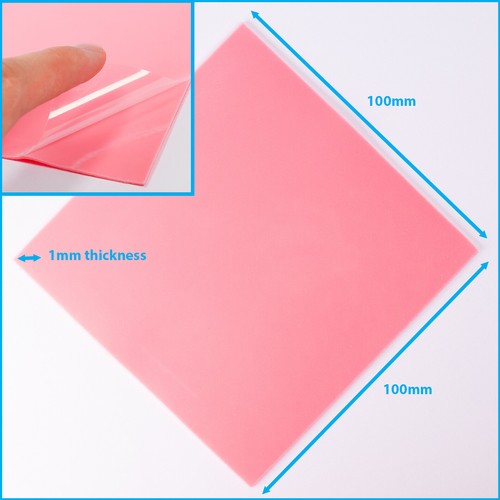 Pink 100mm x 100x 1mm Silicone Thermal Pad Sheet PC CPU Chip Heat Sink ...