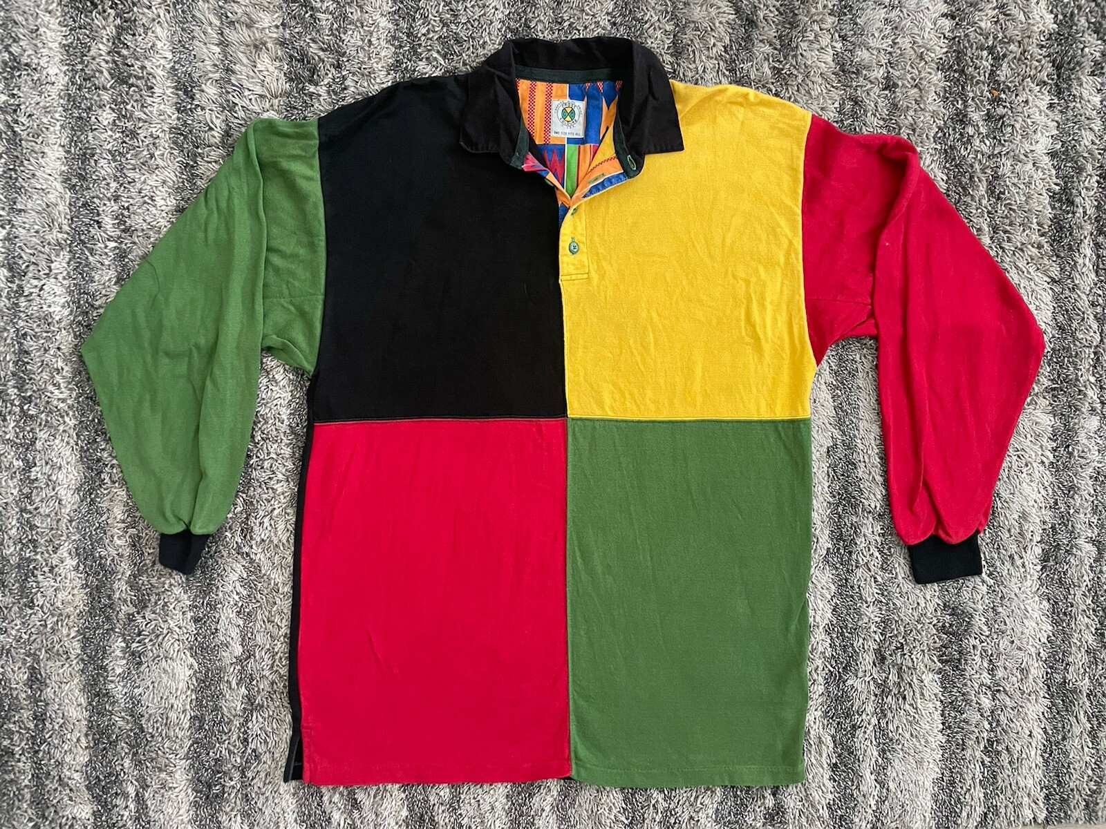 Cross Colours Long Sleeve Polo Shirt Men’s Size L-XL - Gem