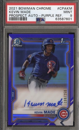 2021 1st Bowman Chrome Kevin Made Purple Refractor Auto /250 PSA 9 Cubs ...