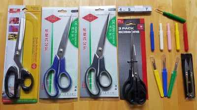 STAINLESS STEEL SCISSORS CLIPPER SEEM RIPPER MEASURE TAPE & ACCESSORIES ...