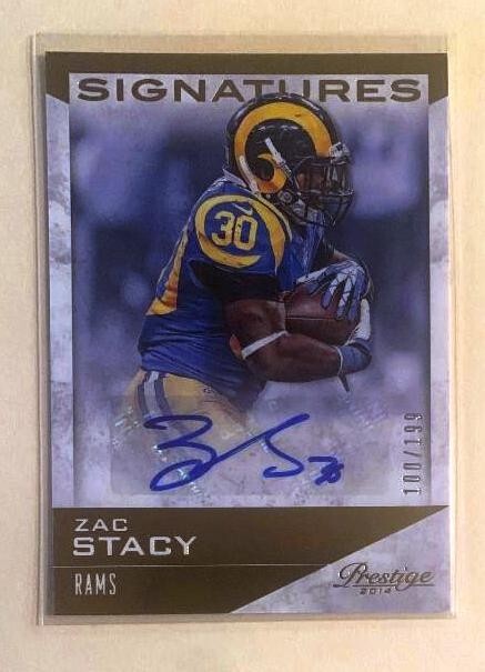 ZAC STACY St. Louis Rams RC 2014 Prestige Signatures AUTOGRAPH #'d xx ...