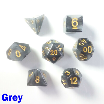 HD Jade Poly 7 Dice RPG Set Grey Gray Pathfinder 5e Dungeons Dragons ...