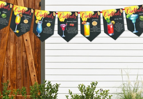 Cocktail Bar Recipes Party Celebration Bunting/Banner & Ribbon | eBay UK