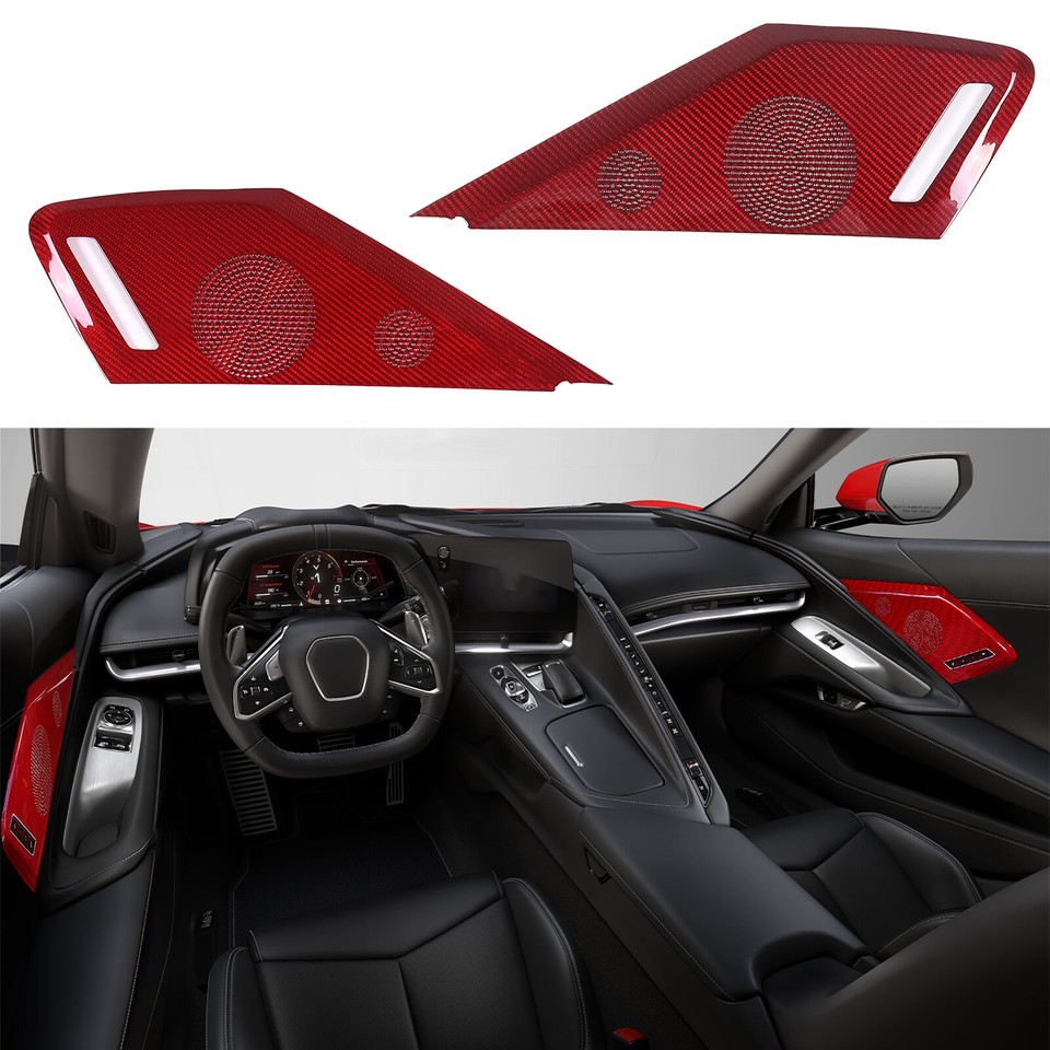 Red Real Carbon Fiber Interior Dash Trim Cover Set Fits Corvette C8 ...