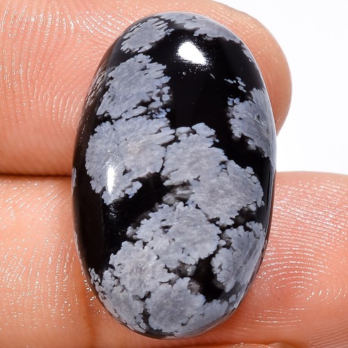 Natural Snowflake Obsidian Oval Shape Cabochon Gemstone 21 Ct 23X15X8 ...
