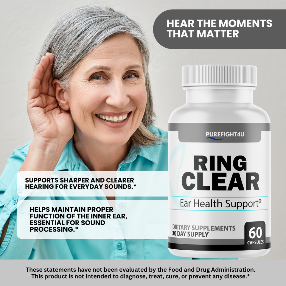 Ring Clear Supplement Ear Health Support & Tinnitus Relief - 6 Bottles ...