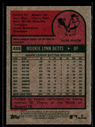2024 Topps Heritage Set-Break #499 Mookie Betts, Near Mint or Better ...