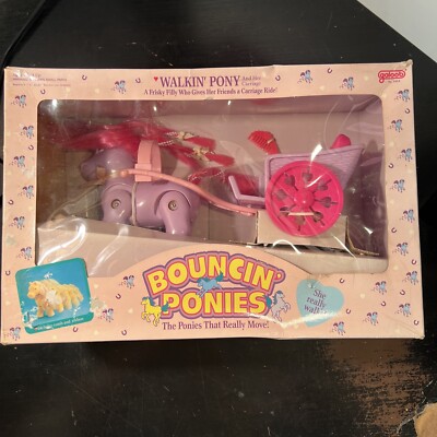 Galoob Bouncin’ Ponies Purple Walkin’ Pony & Her Carriage Walking Pony ...