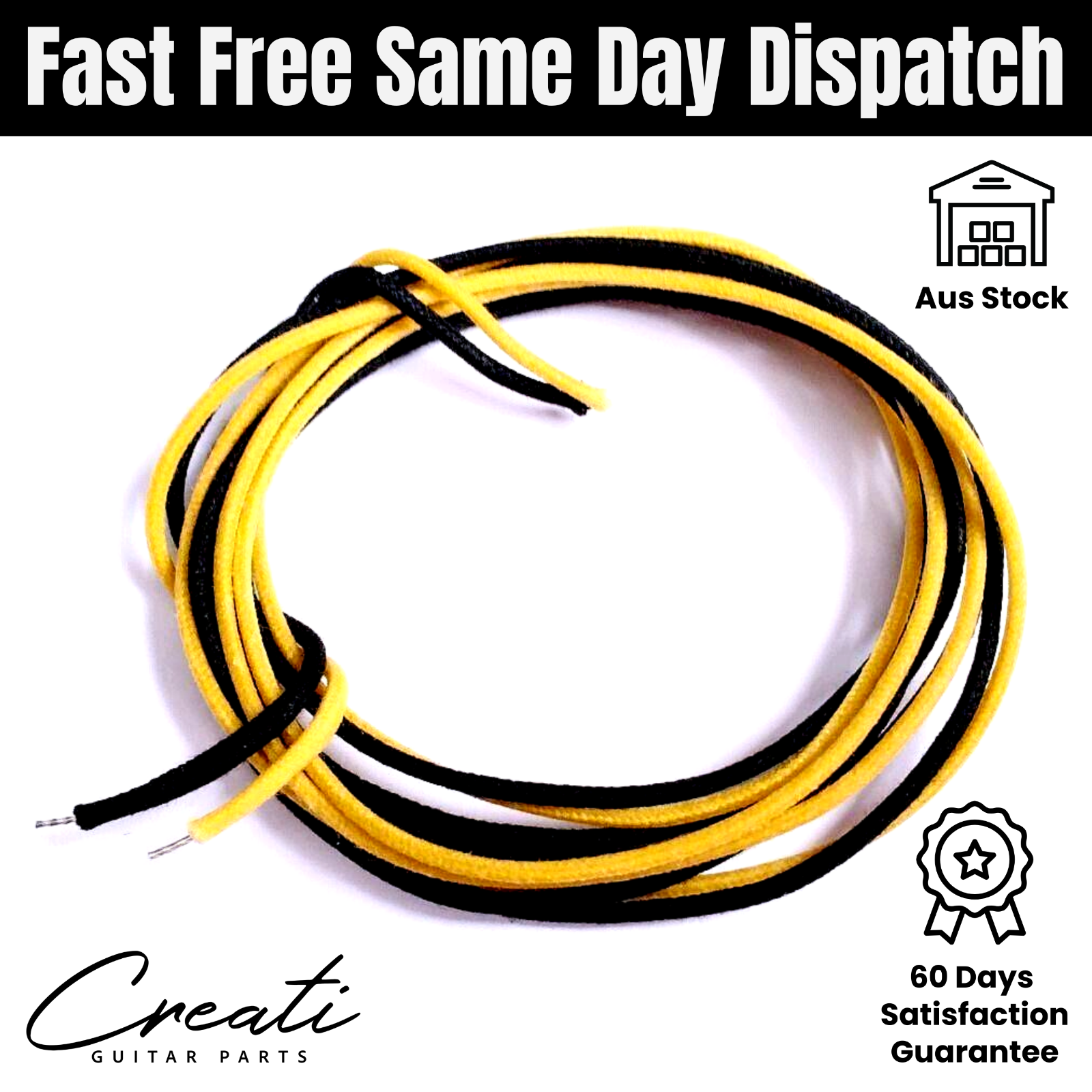 Guitar Bass Cloth Push Back Hookup Wire 4 Feet 1.2 meters Black ...