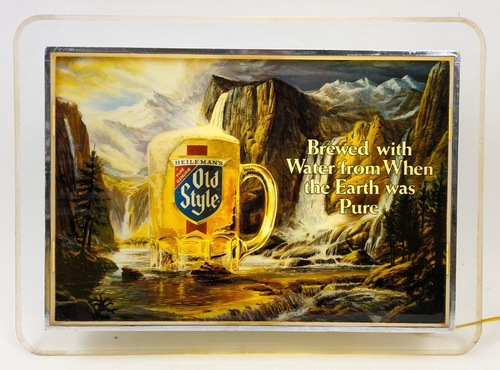 Heileman’s Old Style Beer Lighted Sign Panorama Waterfall Edgelite 1986 ...