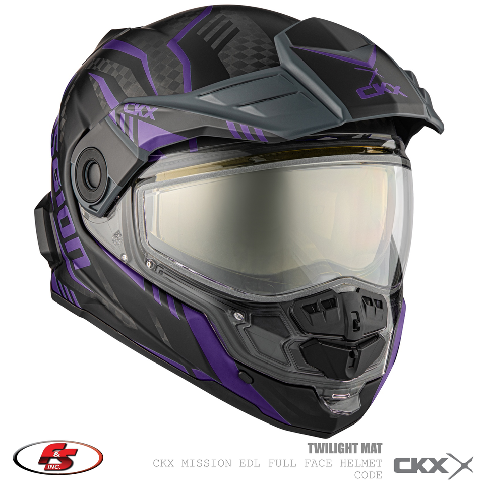 NEW CKX Snowmobile Carbon HELMET MISSION EDL CODE TWILIGHT MAT SM | eBay